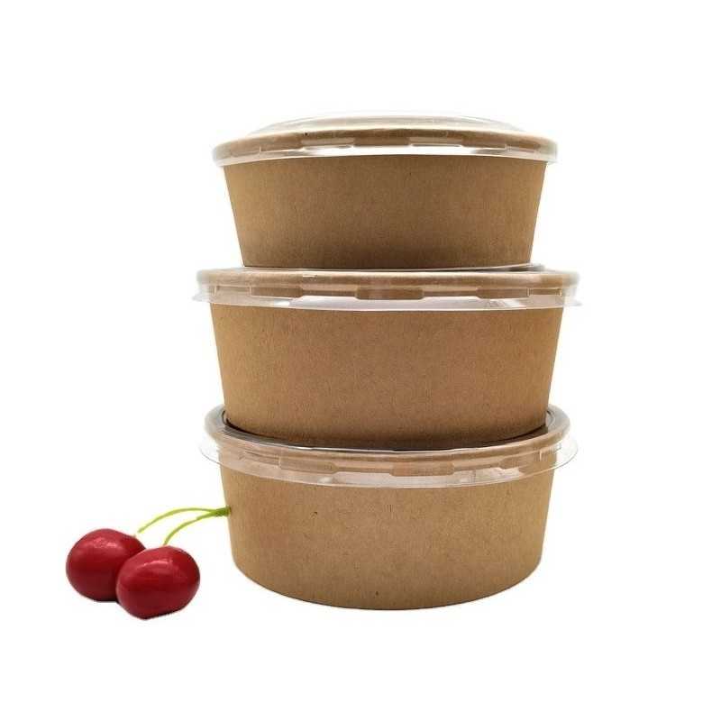 Bowl Kraft 1000 ml (34 oz) con Tapa Transparente