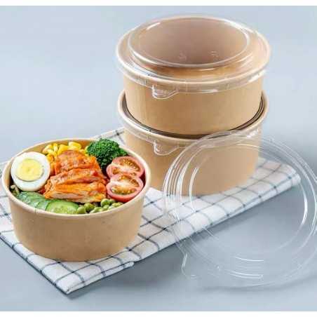 Bowl Kraft 1300 ml (44 oz) con Tapa Transparente